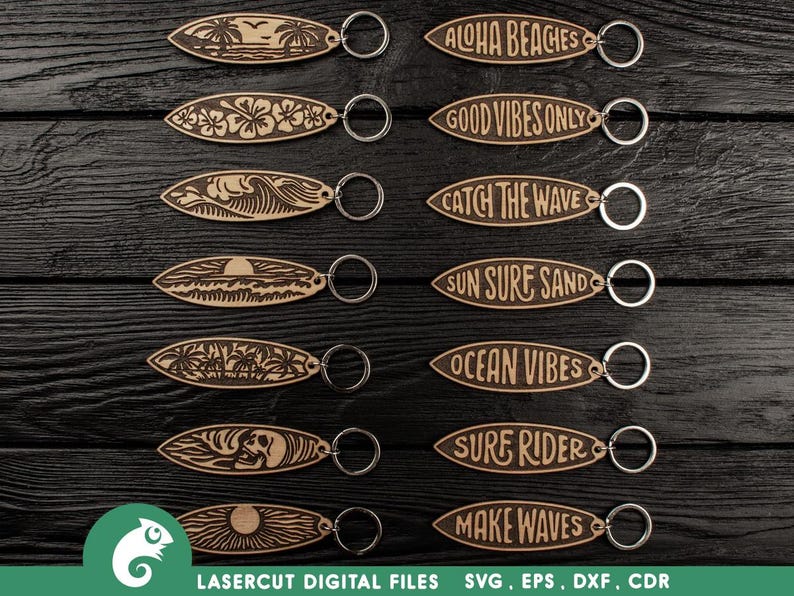 Surfboard Keychain SVG Files: Laser Cut Template (digital Download) - Etsy