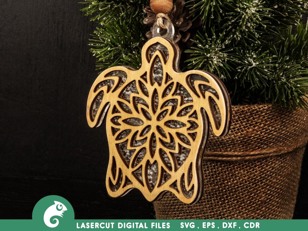 Turtle Ornament Svg Laser File Turtle Svg Christmas Ornament Turtle ...