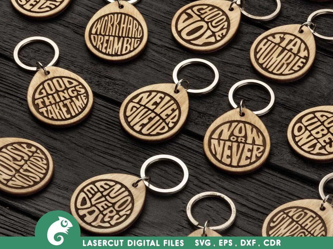 Motivational Quotes Keychains SVG Bundle: Laser Cut Template (digital ...