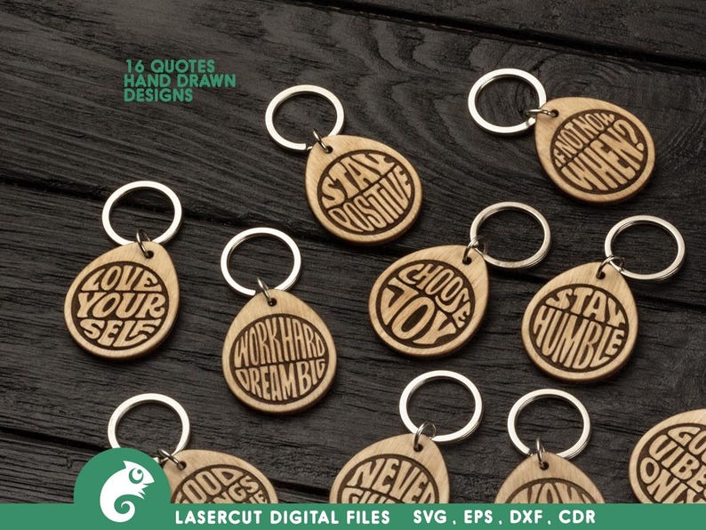 Motivational Quotes Keychains SVG Bundle: Laser Cut Template (digital ...
