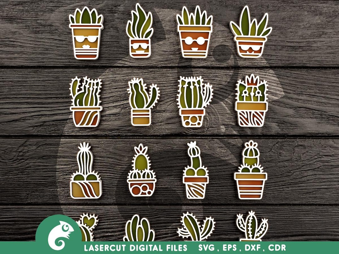 Cactus Magnet SVG Laser Cut Files: Succulent Home Decor (digital File ...