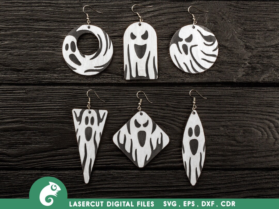 Halloween Ghosts Earrings Svg Files for Glowforge or Laser Machines ...