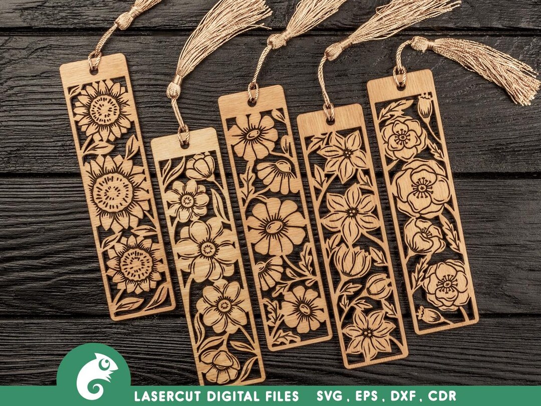 Floral Bookmark Svg Files for Glowforge or Laser Machines, Laser Cut ...
