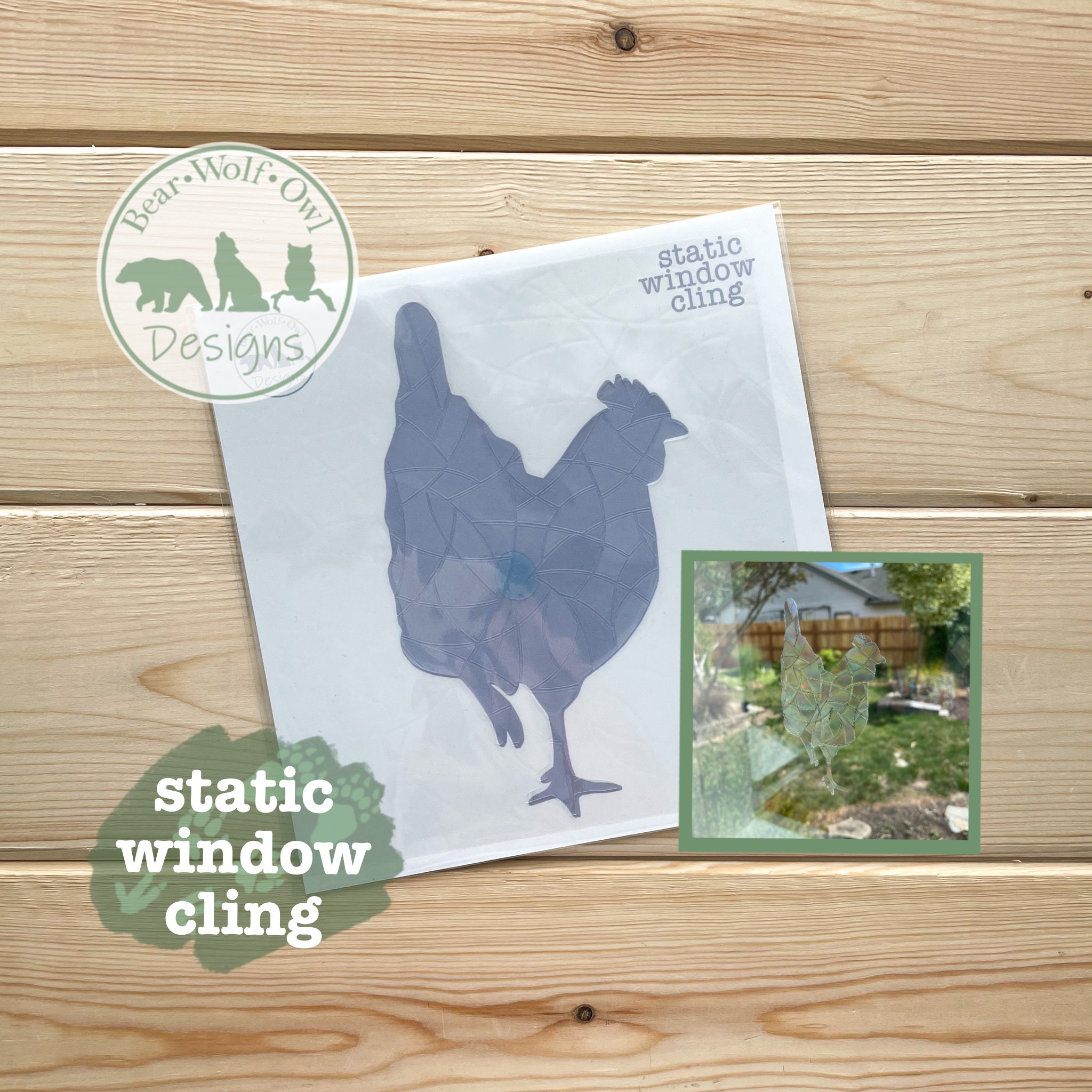 static window cling film window decal non adhesive Hen window decal ...