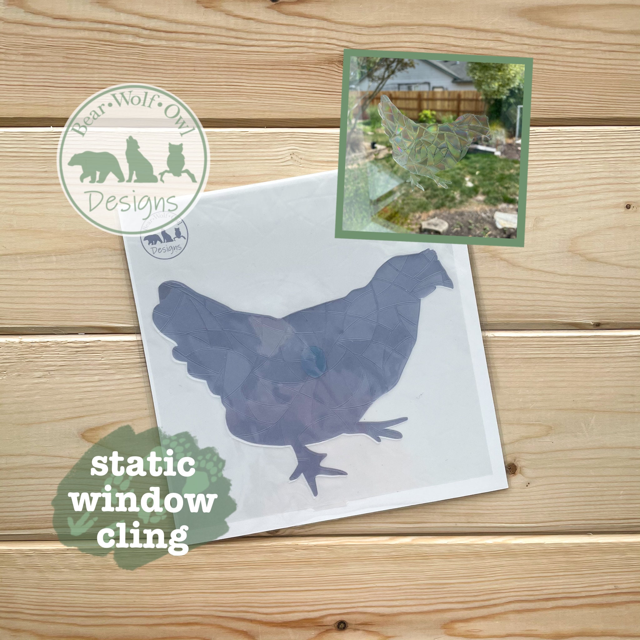 static window cling film window decal non adhesive Hen window decal ...