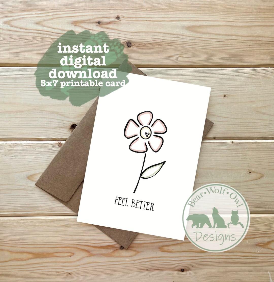 Feel Better Card | Get Well Soon | Thinking of You | Instant Digital ...