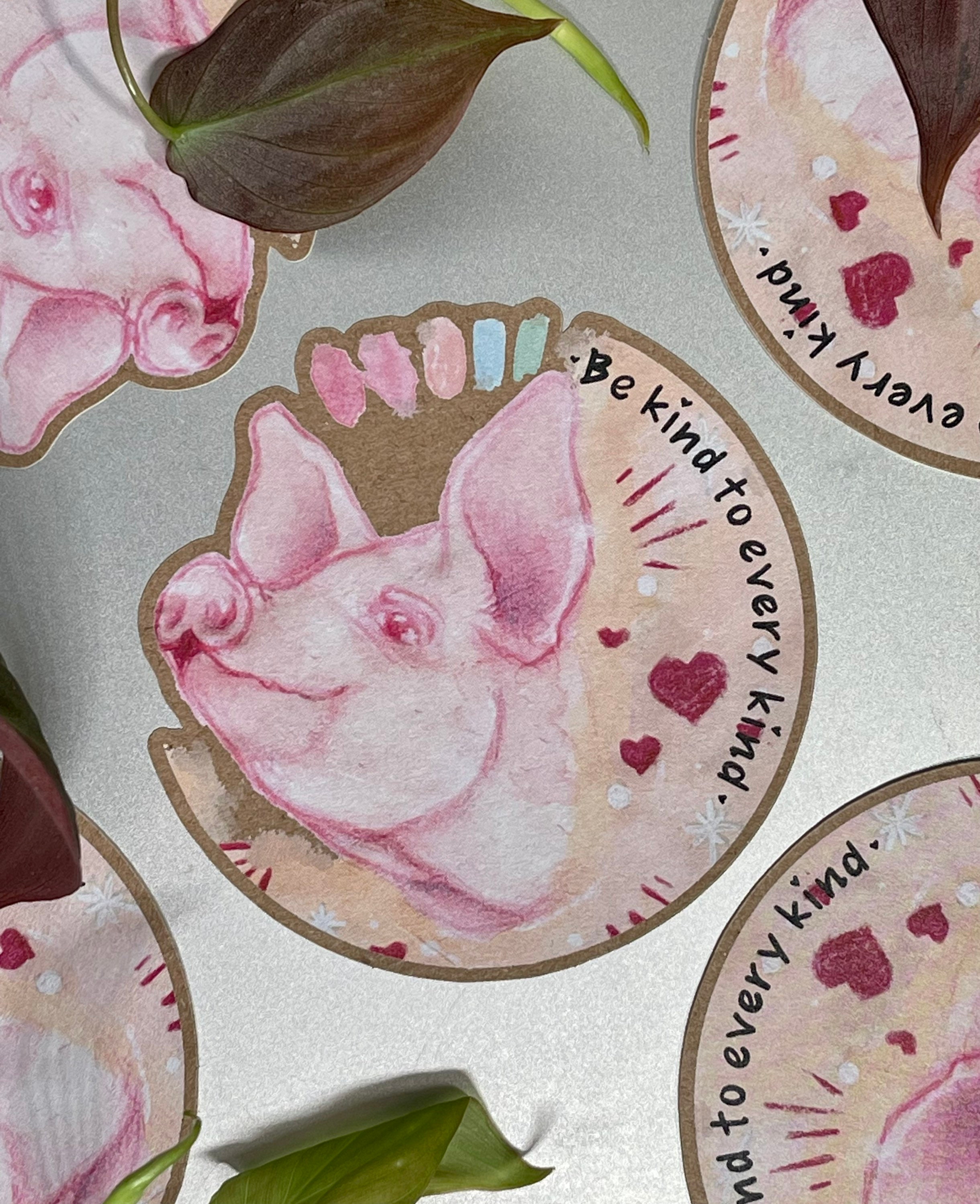 Pig ' Be Kind to Every Kind' Kraft Paper Sticker - Etsy