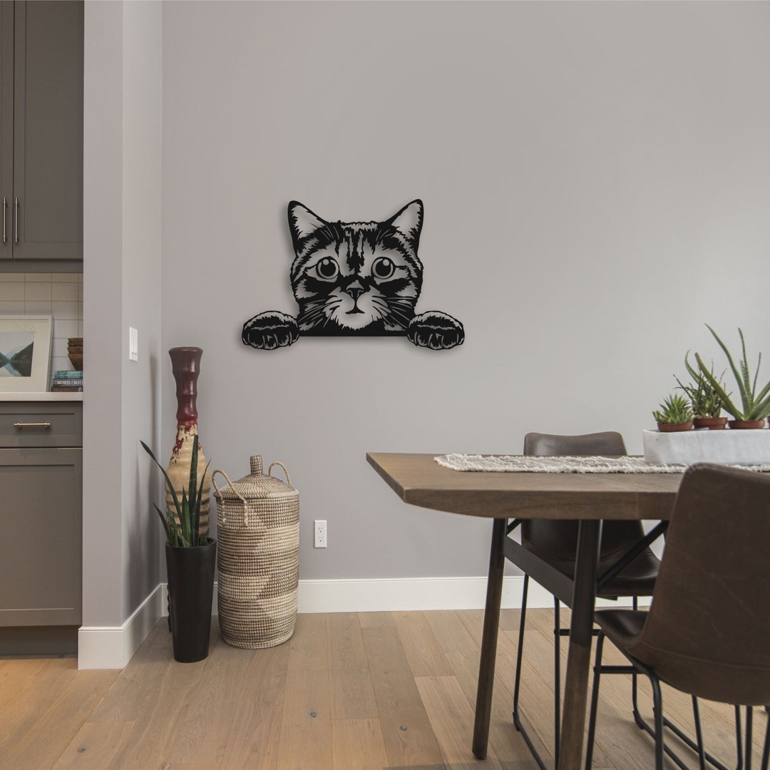 Cat Peeking Metal Wall Art Cat Lover Decoration - Etsy