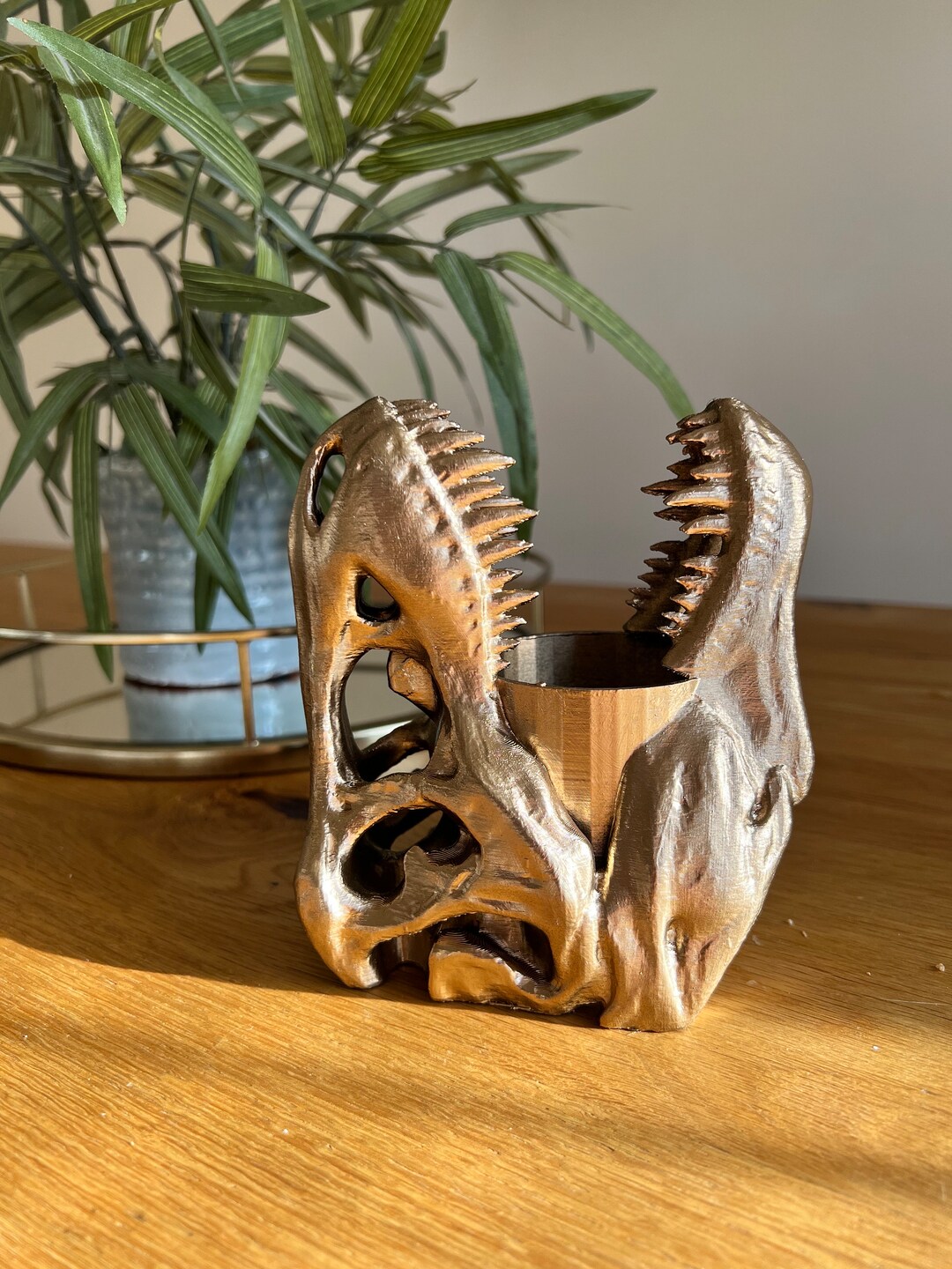 T-rex Pot, Dinosaur Pen Pot, Dino Skull Desk Tidy, Fossil Pot, T-rex ...