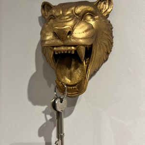 3D Printed Tiger Key Holder: Rustic Gold Eccentric Decor - Etsy