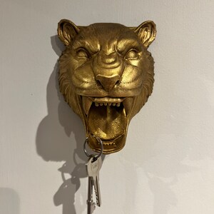3D Printed Tiger Key Holder: Rustic Gold Eccentric Decor - Etsy