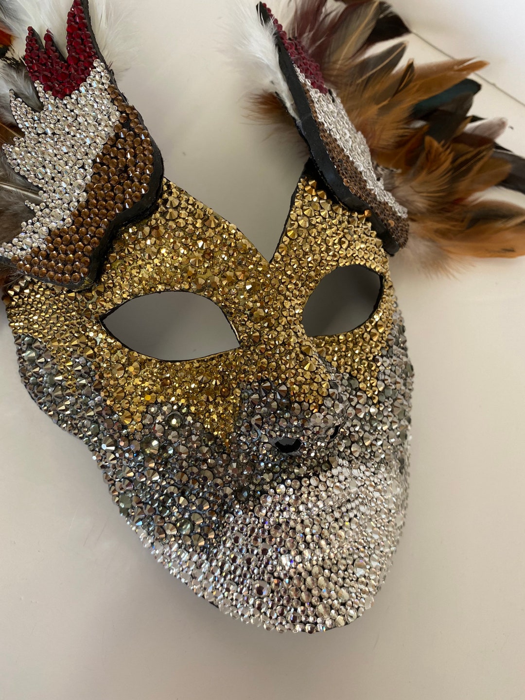 Fullface Rhinestone Mask. Feather Mask. Costume Mask. Carnival Mask ...