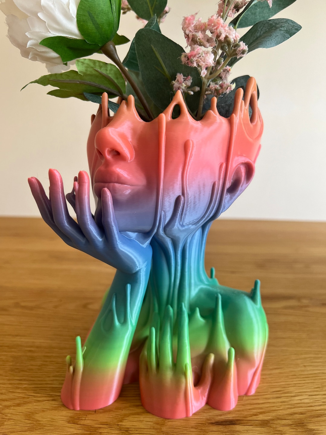 Pride Rainbow Vase, Feminine Female Head Planter, Pride Home Decor ...