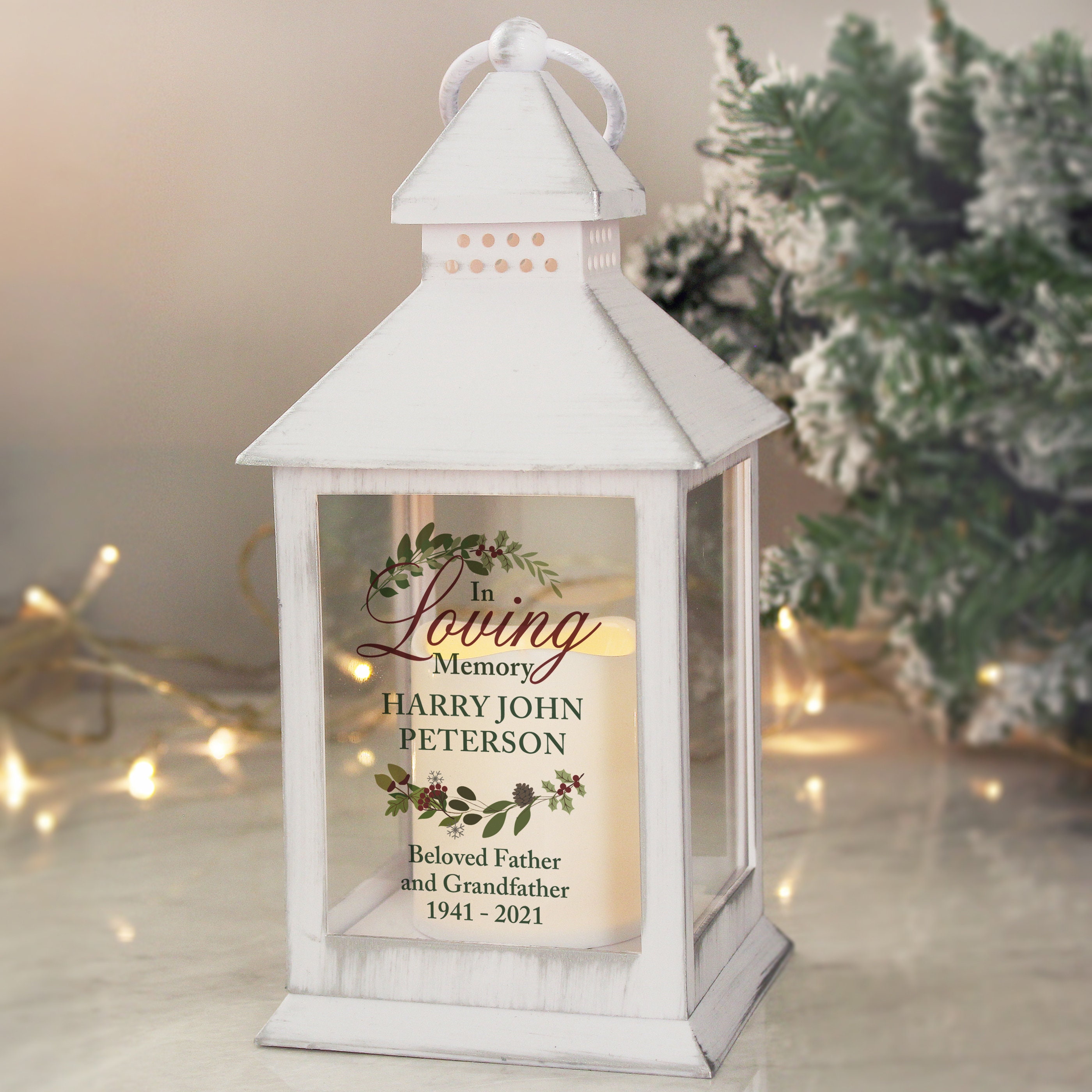 Personalised in Loving Memory White Lantern Beautiful Grave - Etsy UK