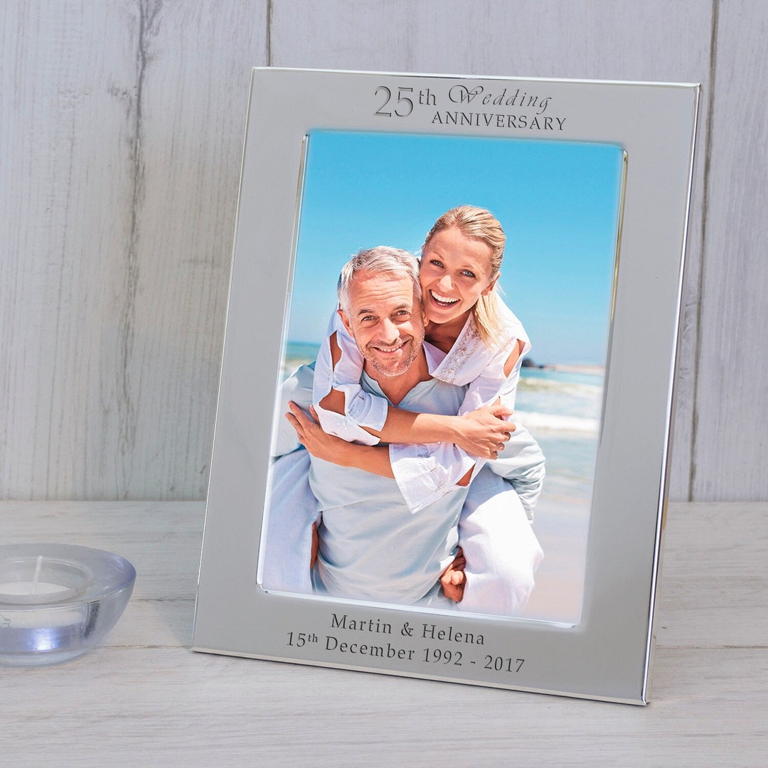 Personalised Engraved Special Wedding Anniversary Silver Plated Photo ...