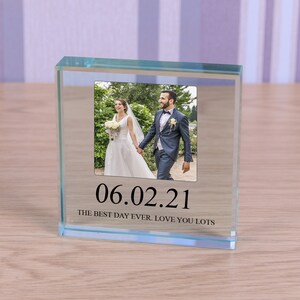 Glass Token Photo Special Date Engraved Glass Wedding Christening Baby ...