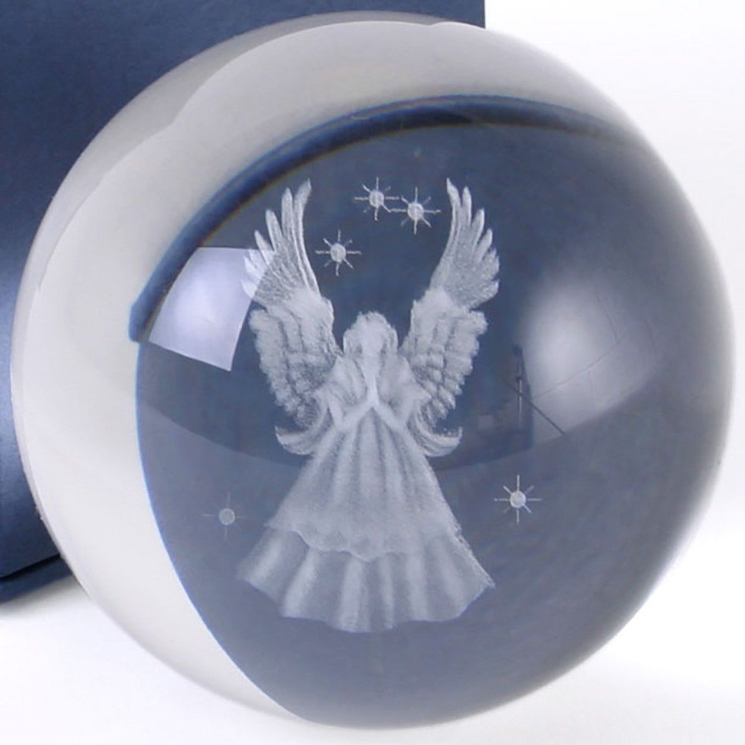 Guardian Angel Sphere, Etched Glass Ball With Guardian Angel Christmas ...