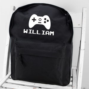 Personalised Gaming Backpack Black, Gamer School Bag, Kids Gamer ...