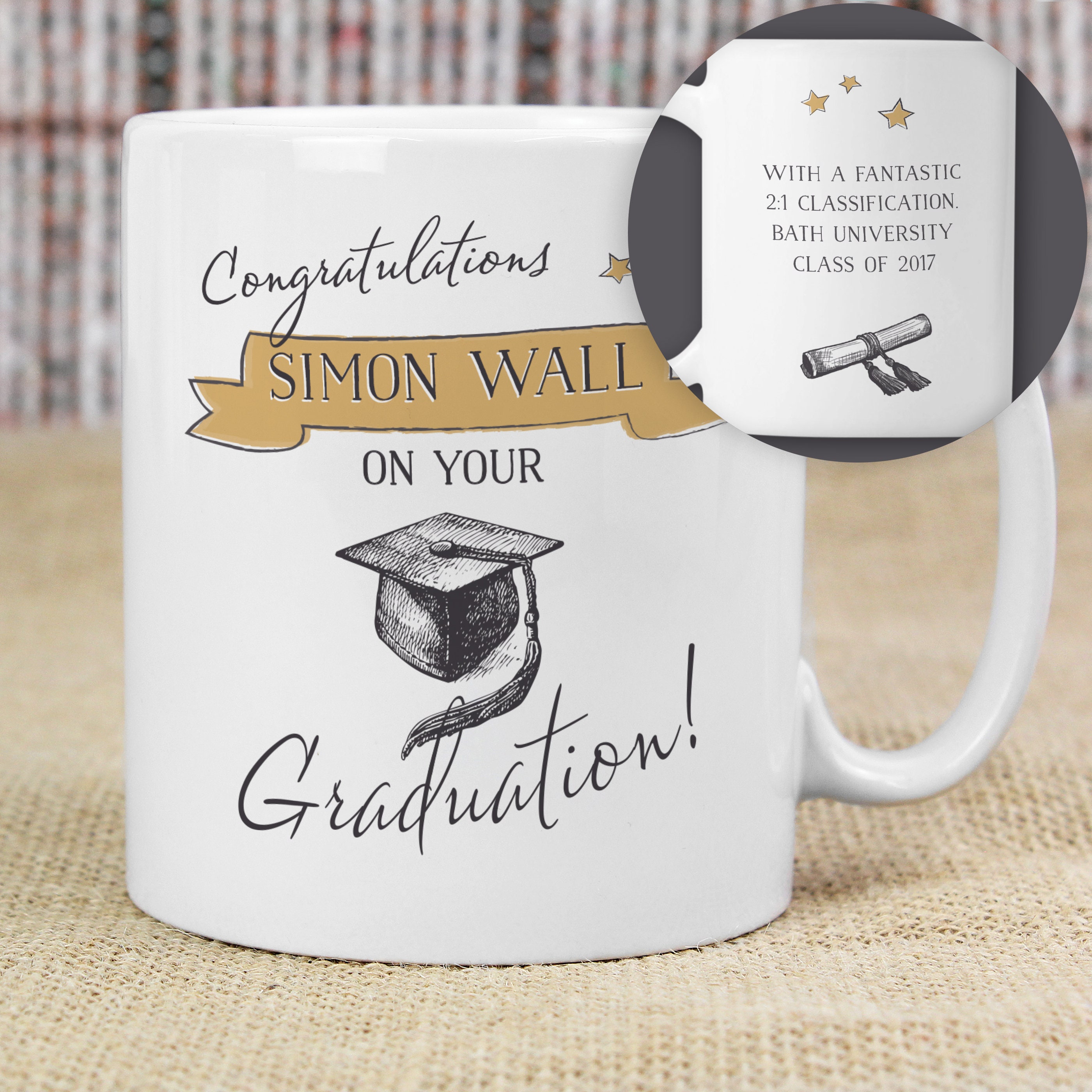 Personalised Congratulations Gold Star Graduation Mug Gift - Etsy UK