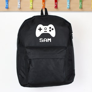 Personalised Gaming Backpack Black, Gamer School Bag, Kids Gamer ...