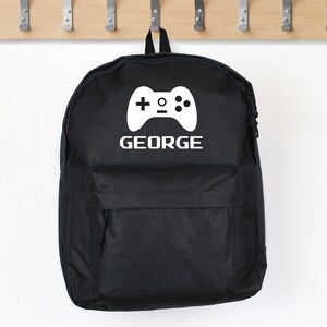 Personalised Gaming Backpack Black, Gamer School Bag, Kids Gamer ...