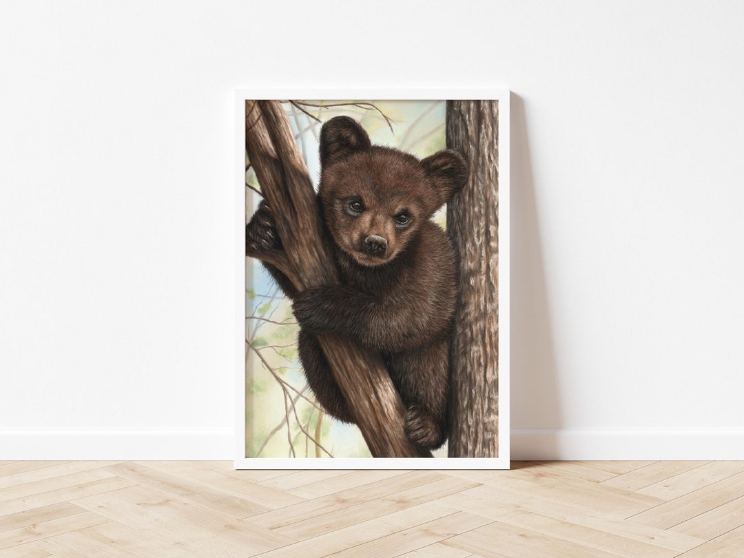 Wildlife Print | Bear Cub Illustration | Wildlife Wall Art | Bear Cub ...