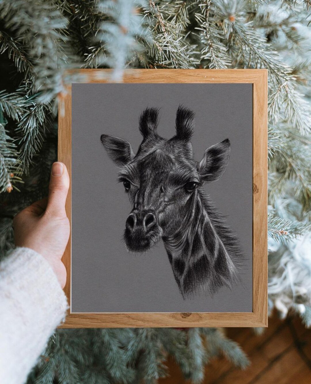 Original Artwork. Charcoal Drawing. Giraffe. Wildlife. Drawing ...