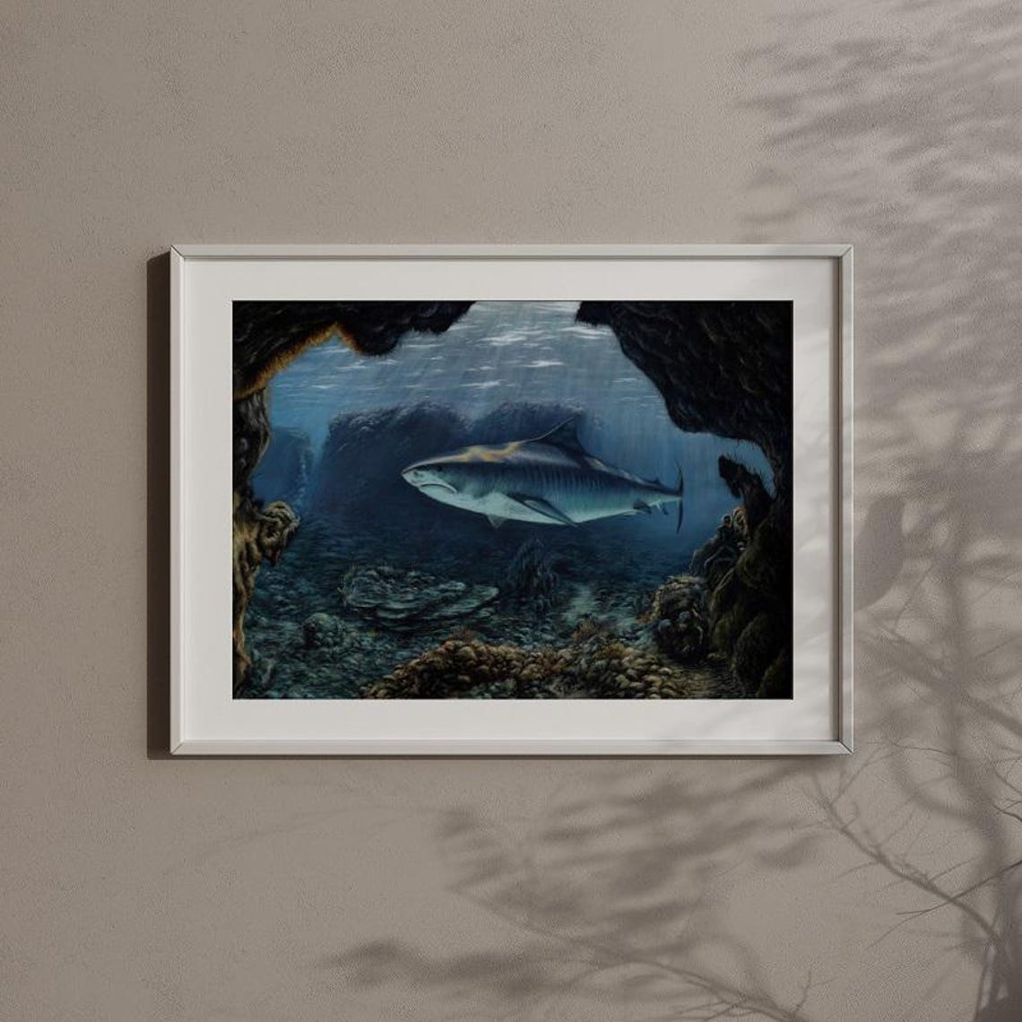 Original Pastel Artwork of a Tiger Shark. Ocean Art. Original Art ...