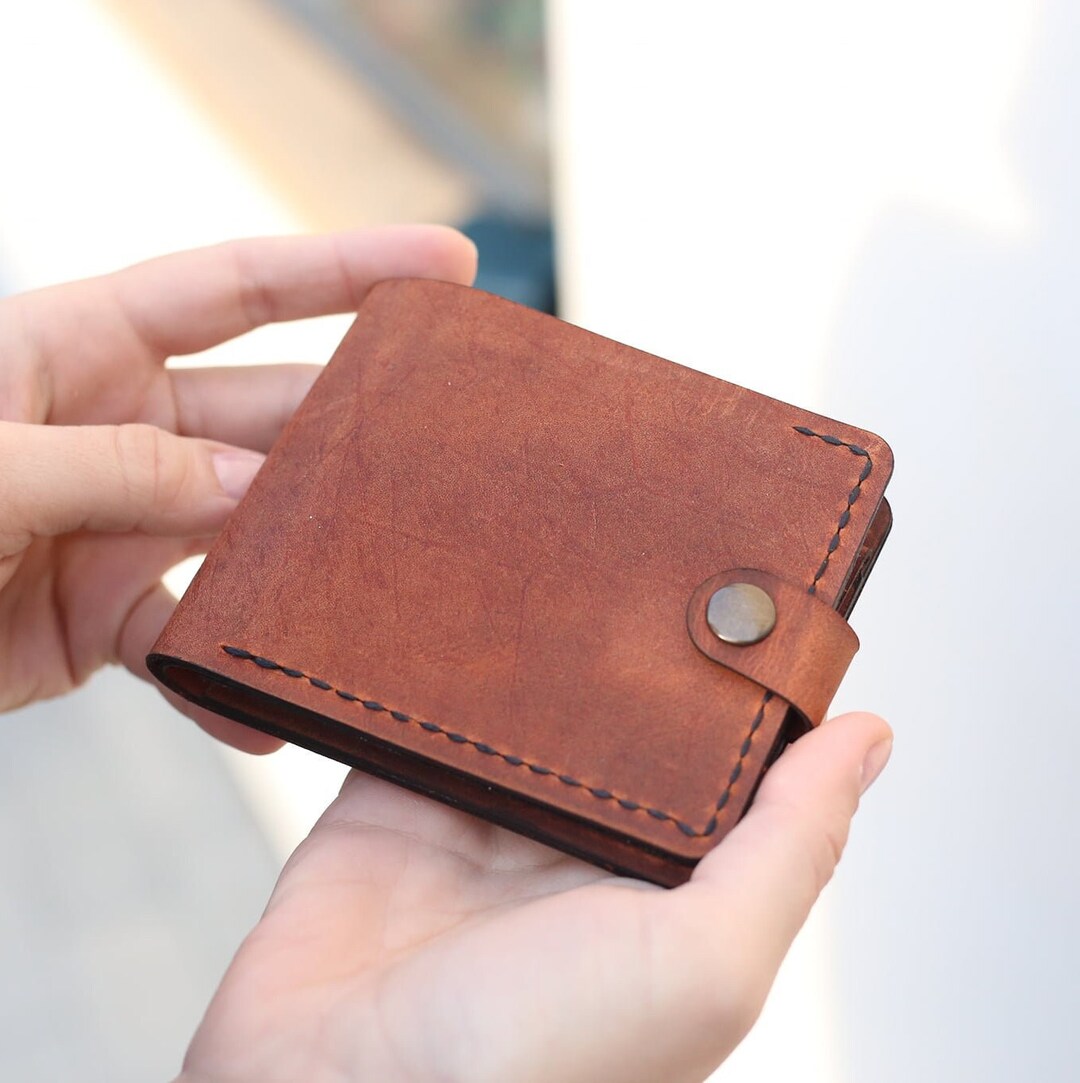 Monogram Your Gift Slim Leather Wallet for Men COSMO HANDMADE - Etsy