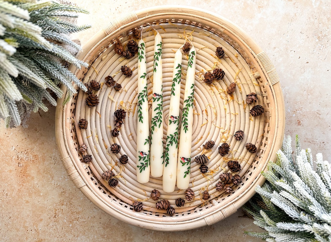 Winter Robin Hand Painted Candle, Christmas Decor, Christmas, Dinner ...