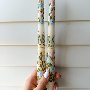 Personalised Wedding Candle, Hand Painted Tapered Candle, Bespoke ...
