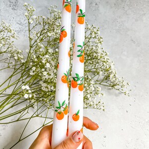 Hand Painted Oranges, Taper Candle, Hand Painted Candle, Home Decor ...