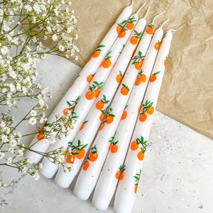 Hand Painted Oranges, Taper Candle, Hand Painted Candle, Home Decor ...