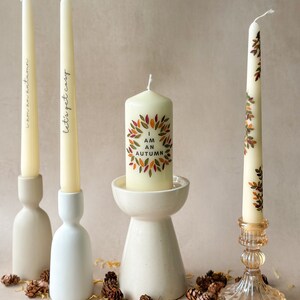 Hand Painted Autumn Leaves Tapered Candle, Hand Painted Candles, Dinner ...