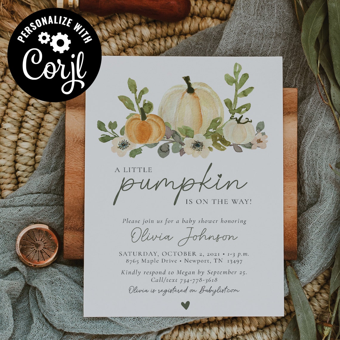 Little Pumpkin Baby Shower Invitation-pumpkin Baby - Etsy