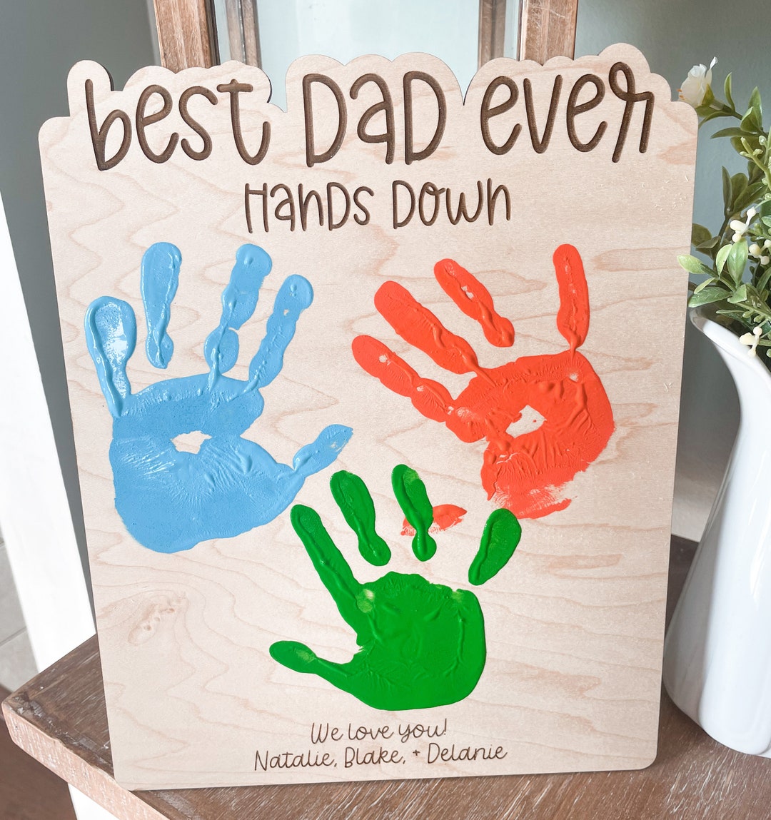 Father's Day Handprint Sign- Sign-personalized Father's Day Gifts-diy ...