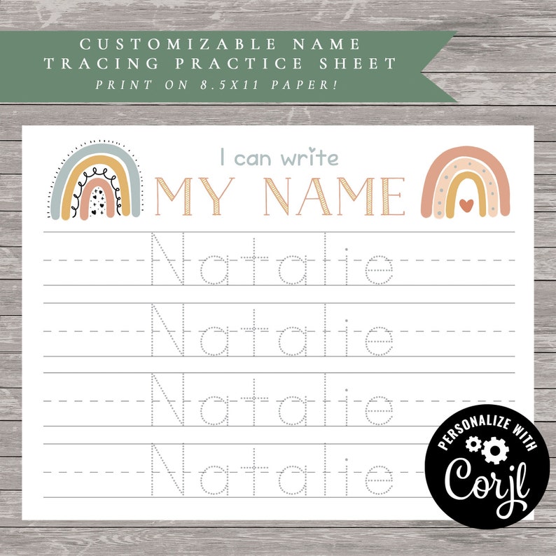 Custom Name Tracing Sheet-handwriting Practice Sheet-custom - Etsy