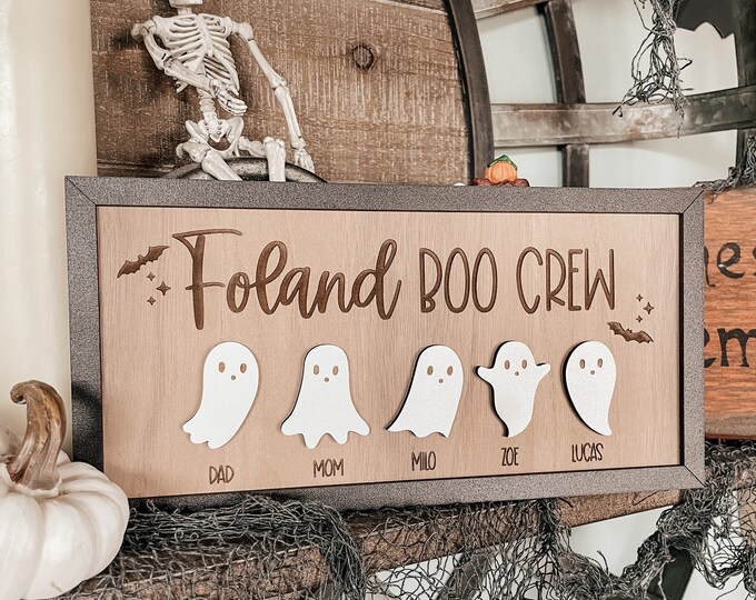 Boo Crew Sign-halloween Family Sign-halloween Decor-ghost-family Sign ...