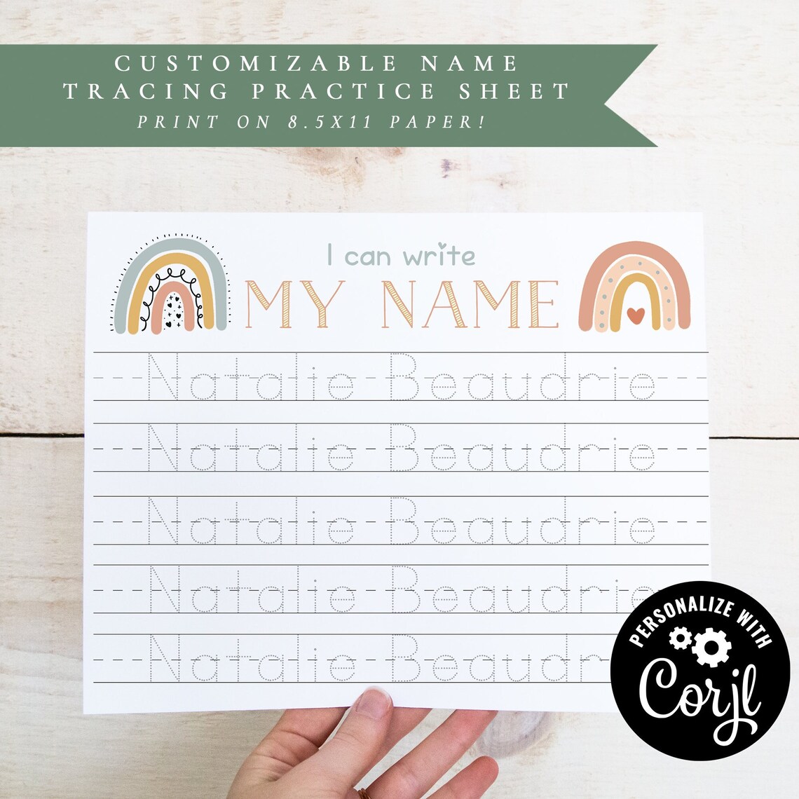 Custom Name Tracing Sheet-handwriting Practice Sheet-custom - Etsy