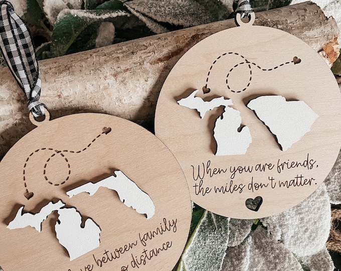 Long Distance Relationship Ornament-miles Apart Ornament-long Distance ...