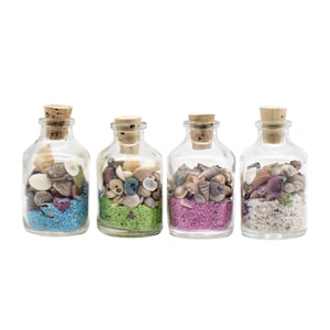Beach in a Bottle, Sand and Seashell Mini Arrangement - Set of 4 Mini ...