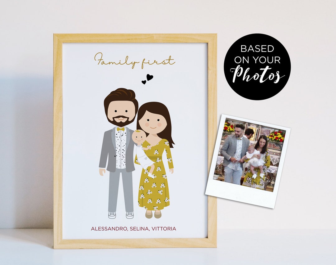 Custom Family Drawing as Housewarming Gift, Custom Card Illustration ...