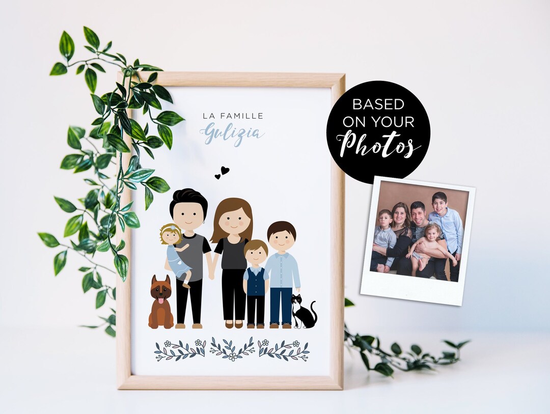 Custom Christmas Gift, Custom Family Portrait Illustration ...