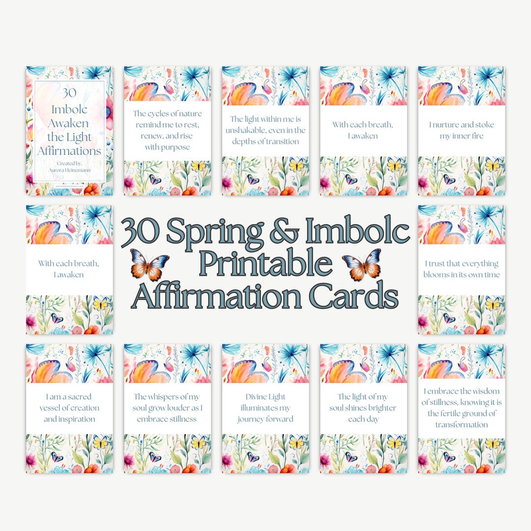 Imbolc & Spring Affirmations Awakening Light Printable Spiritual Cards ...