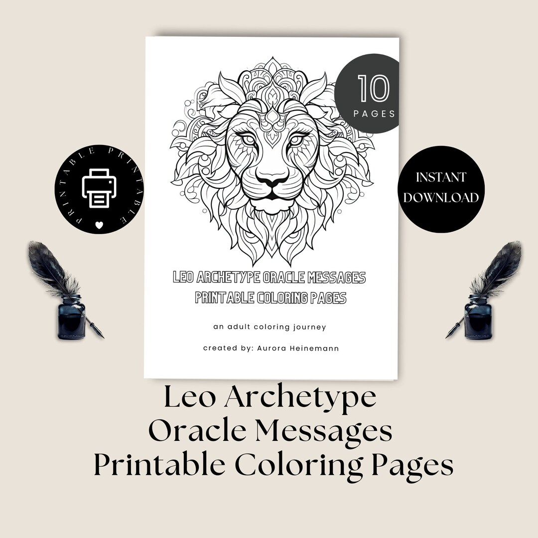 A4 Printable Adult Coloring Pages Spiritual Coloring Book Leo Archetype ...