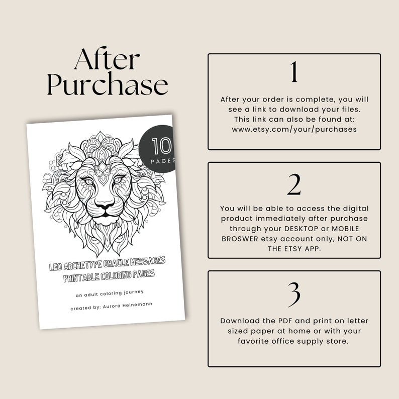 LTR Leo Archetype Oracle Coloring Pages and Affirmation Card Bundle ...