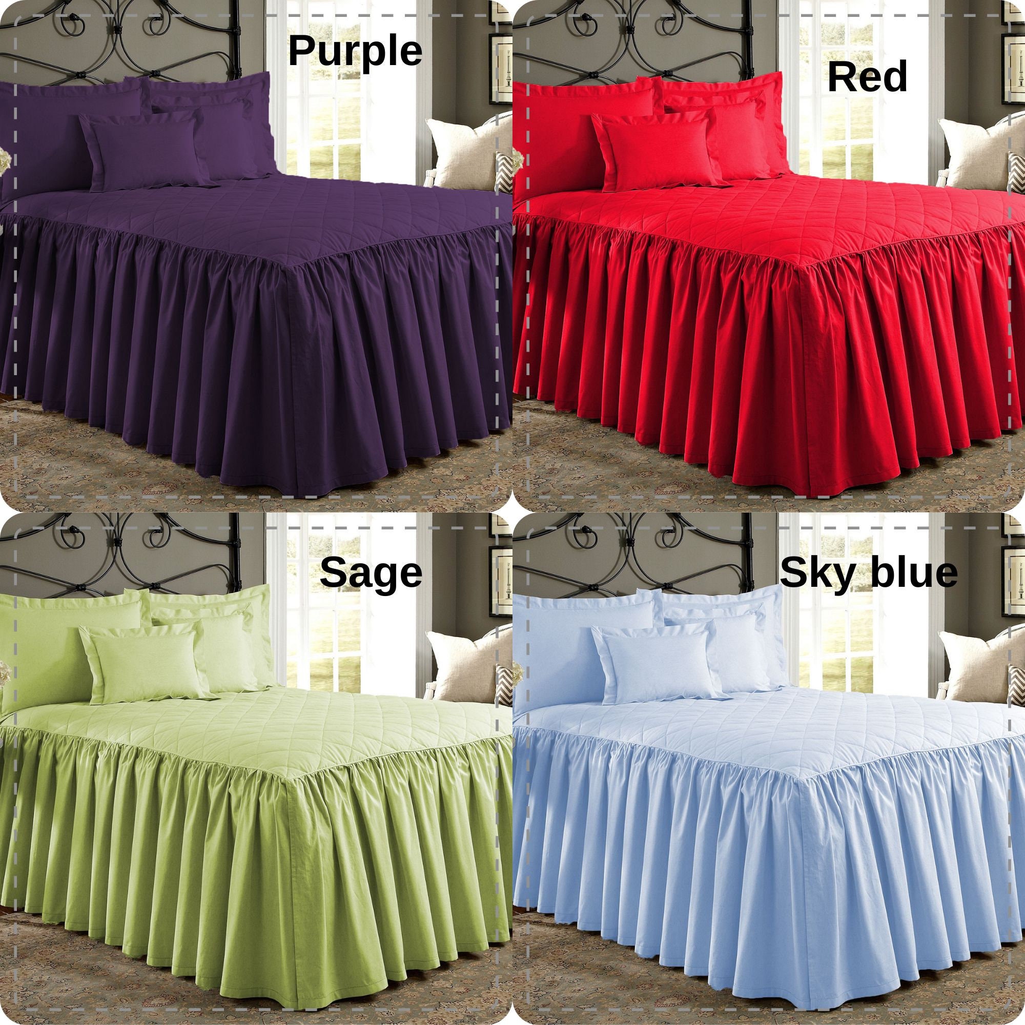 1 Piece Quilted 30 Drop Dust Ruffle Bed Cover/bed Spread, Bed Skirt ...