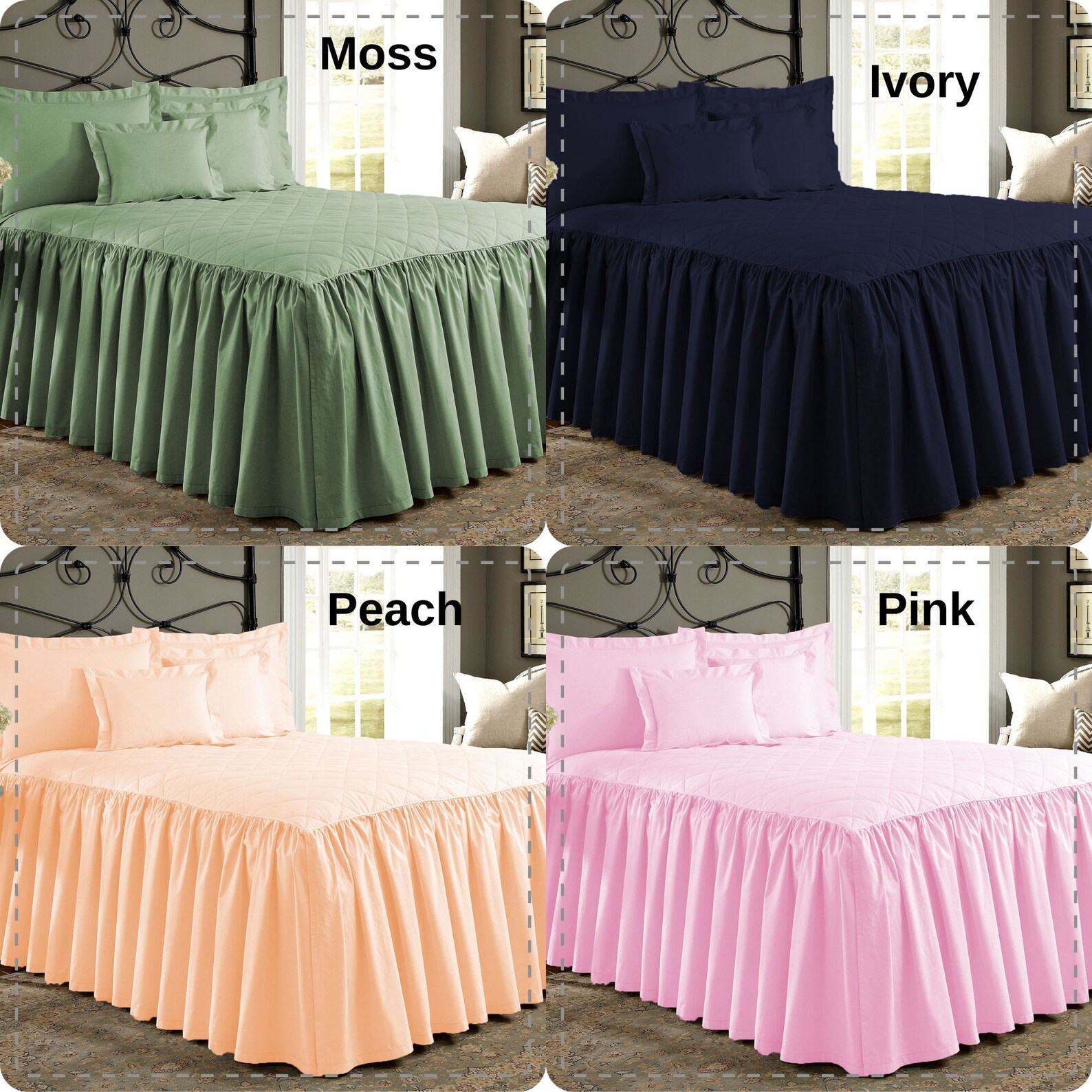 1 Piece Quilted 30 Drop Dust Ruffle Bed Cover/bed Spread, Bed Skirt ...