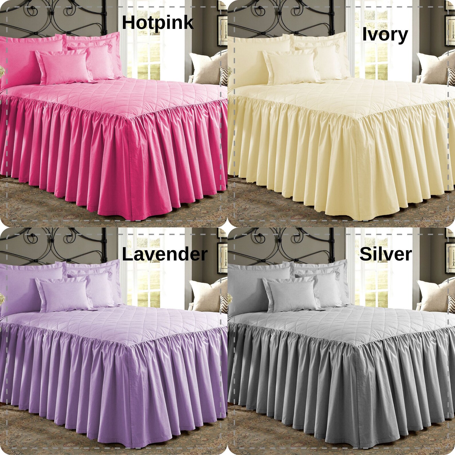 1 Piece Quilted 30 Drop Dust Ruffle Bed Cover/bed Spread, Bed Skirt ...