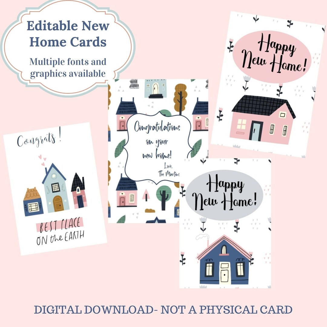 Editable Printable Housewarming, New Home Card, 5 X 7 Congratulations ...